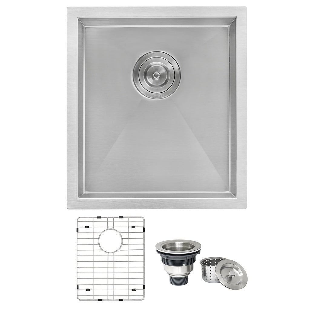 16-inch Undermount 16 Gauge Zero Radius Bar Prep Sink Stainless Steel ...