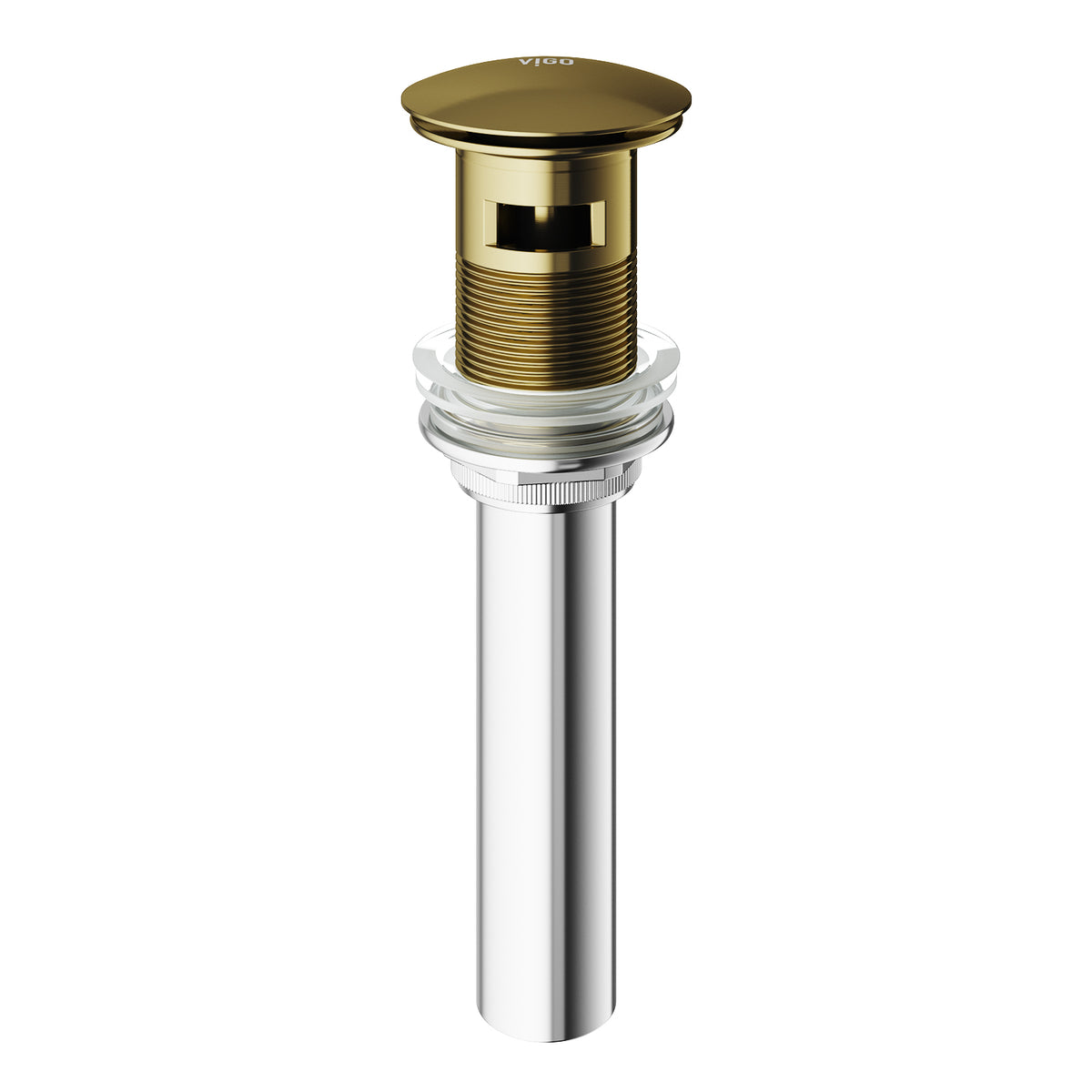 Bathroom Sink Pop-Up Drain With Overflow In Matte Gold — Surprise Granite
